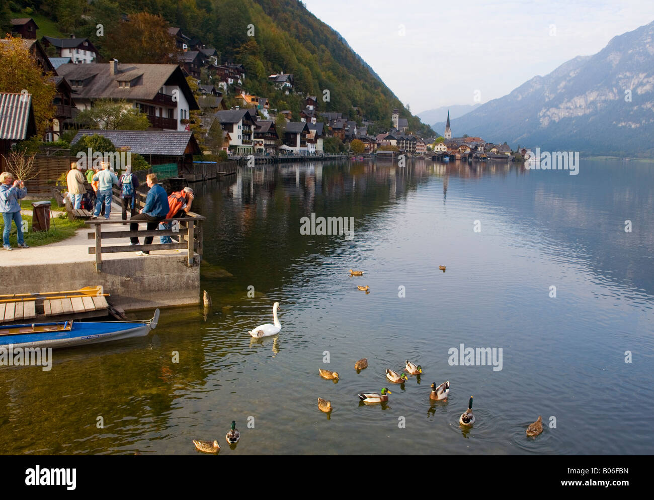 Town of Hallstatt on the Hallstatter See lake in Austria Stock Photo ...