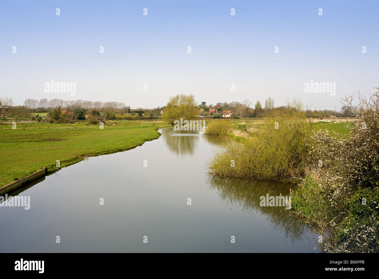 A view from a bridge over the river Bure "North Norfolk" UK Stock Photo ...
