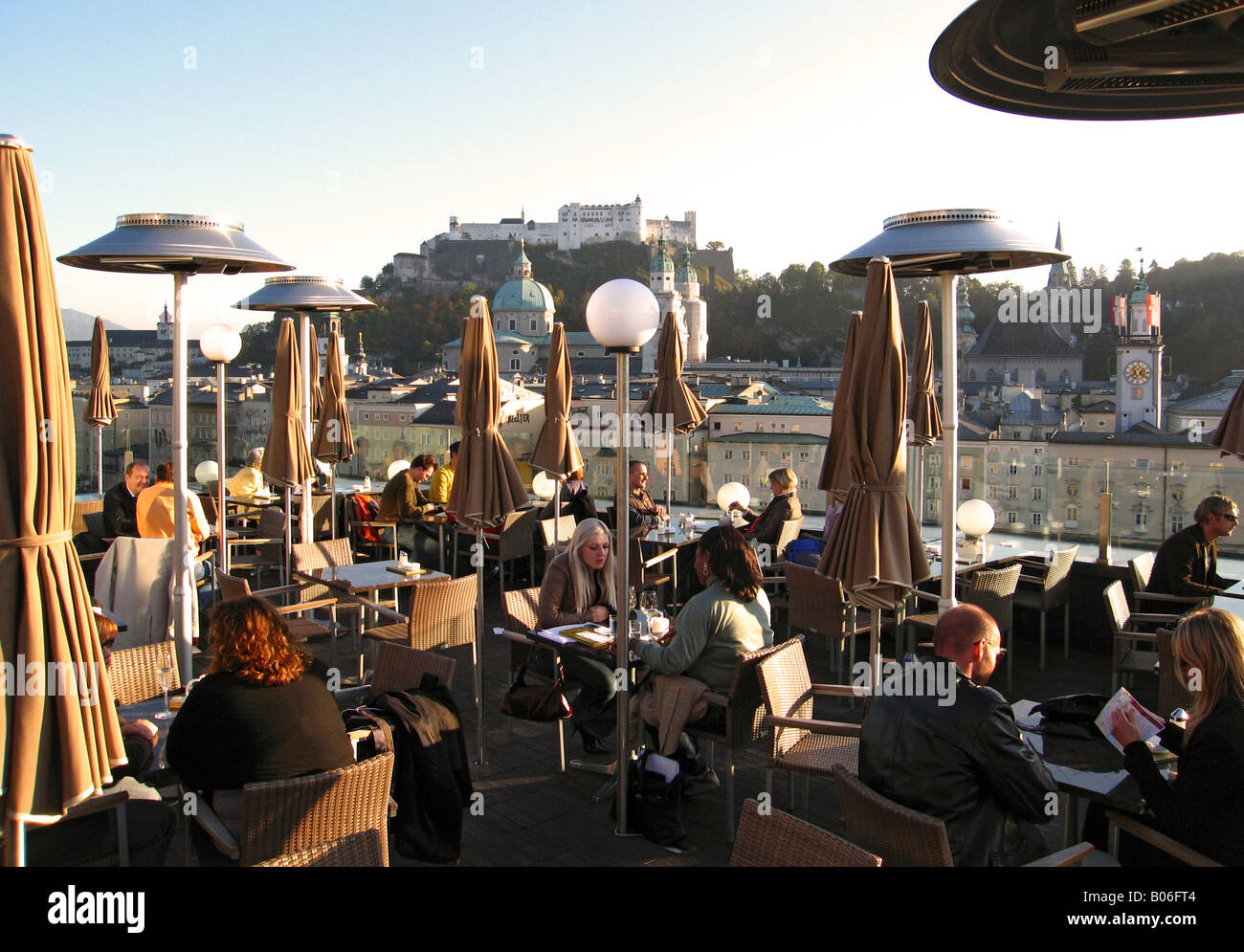 Rooftop restaurant Salzburg Austria Stock Photo - Alamy