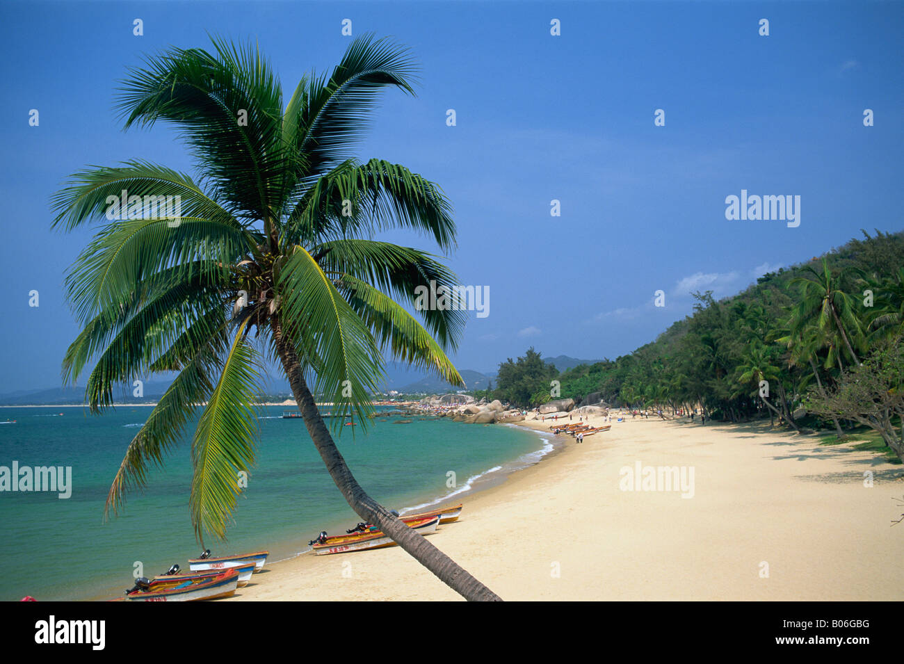 China, Hainan Island, Sanya, Beach Scene at Tianya-Haijiao Tourist Zone ...