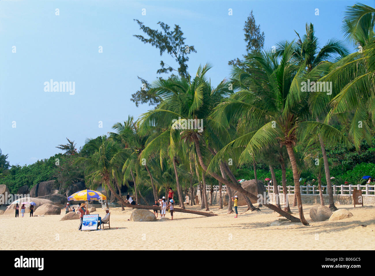 China, Hainan Island, Sanya, Beach Scene at Tianya-Haijiao Tourist Zone ...