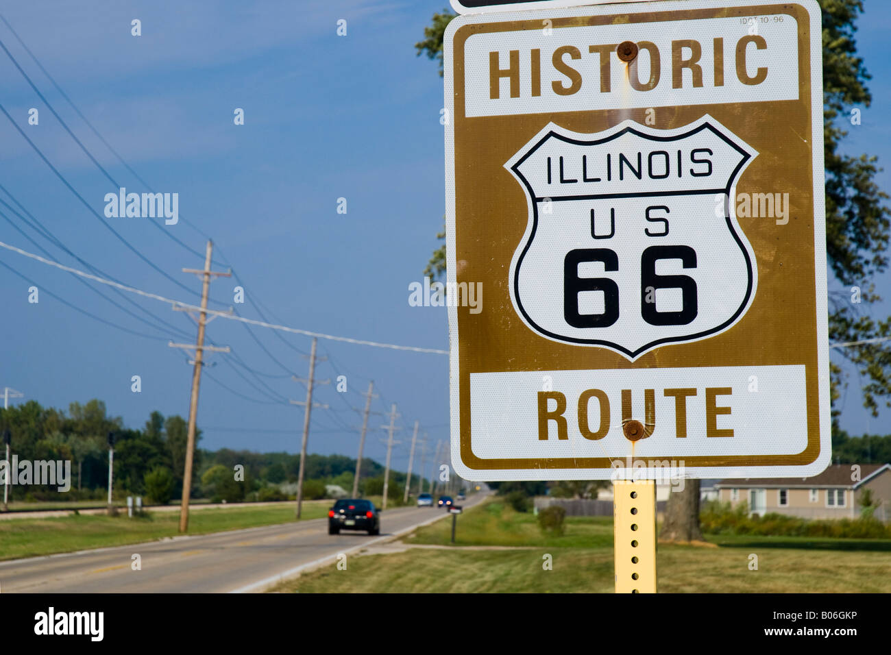 USA, Illinois, Route 66, Godley ,Historic Route sign Stock Photo - Alamy