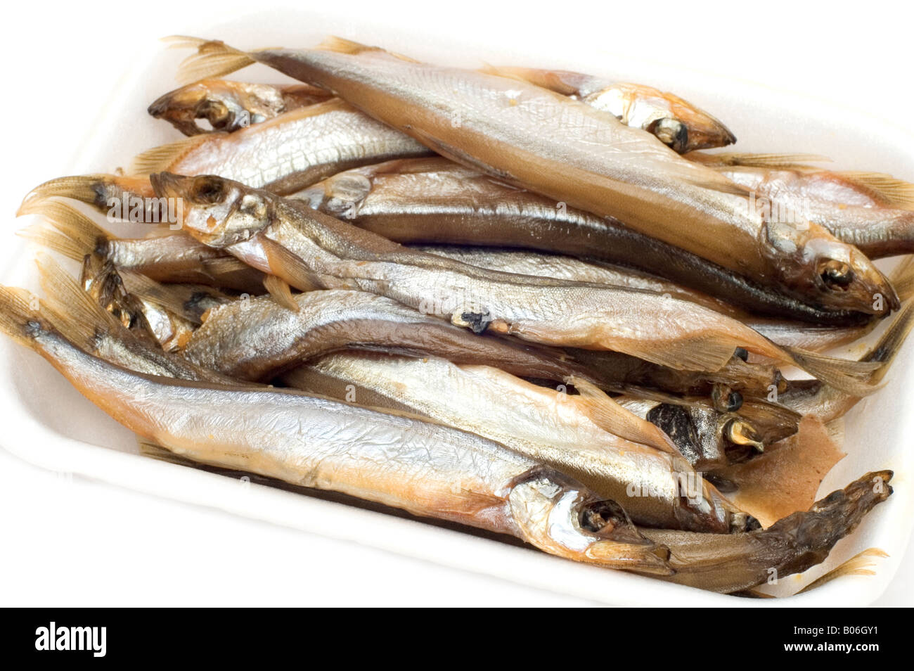 series object on white food fish sprat Stock Photo - Alamy