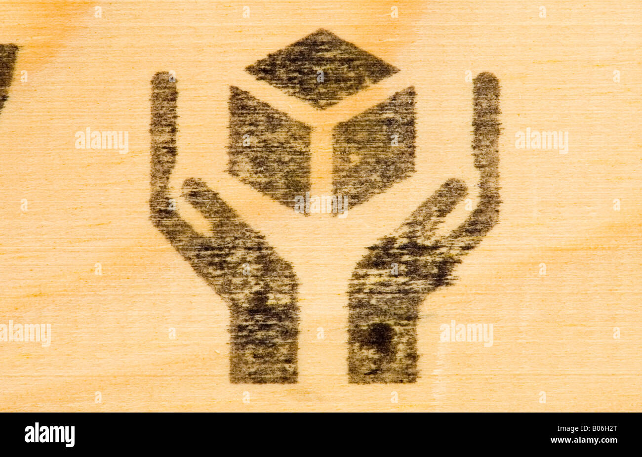 wooden crate with Shipping symbols Stock Photo - Alamy