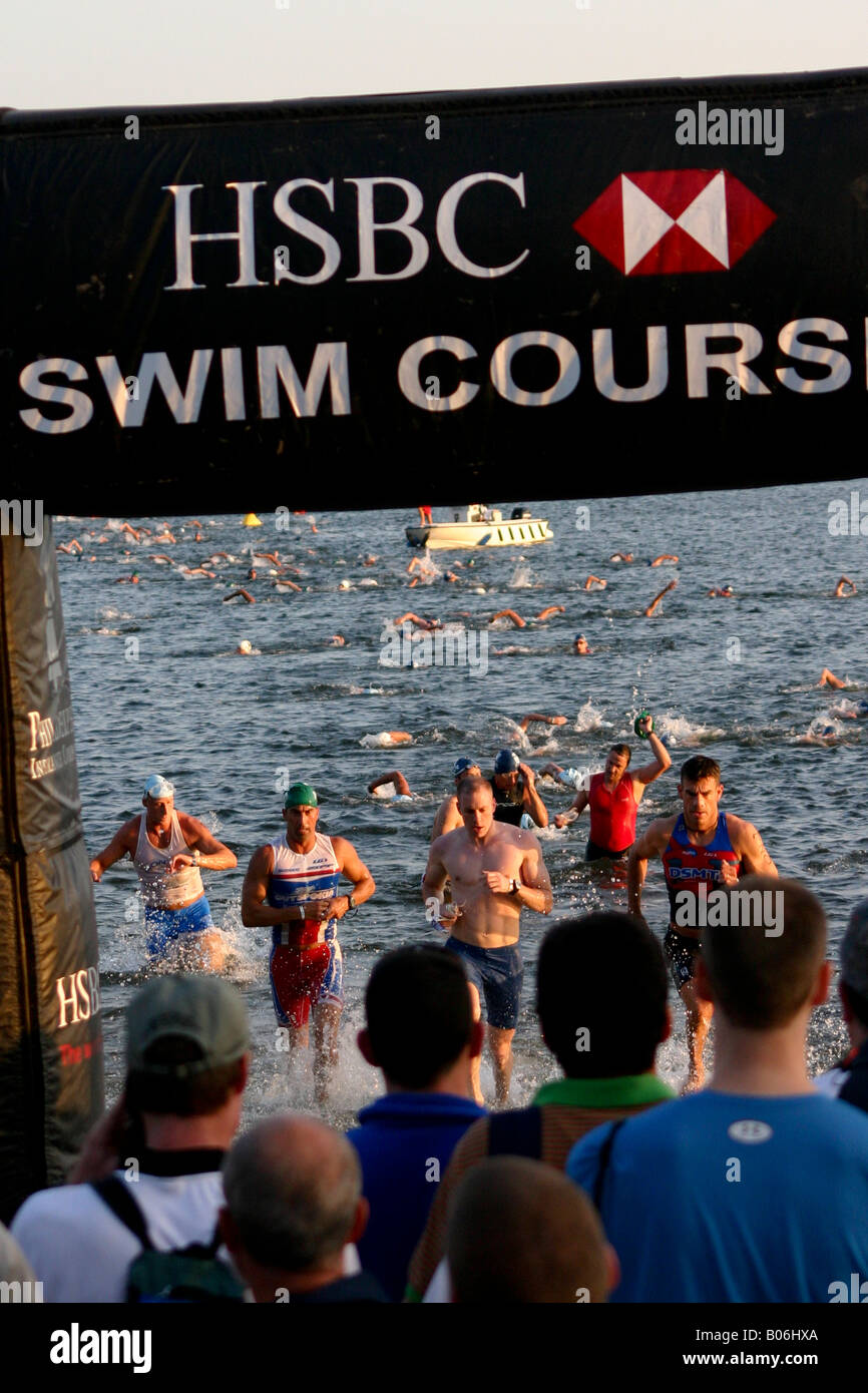 Swim Finish Line at the Disney 70.3 Mile Ironman in Orlando Florida USA ...