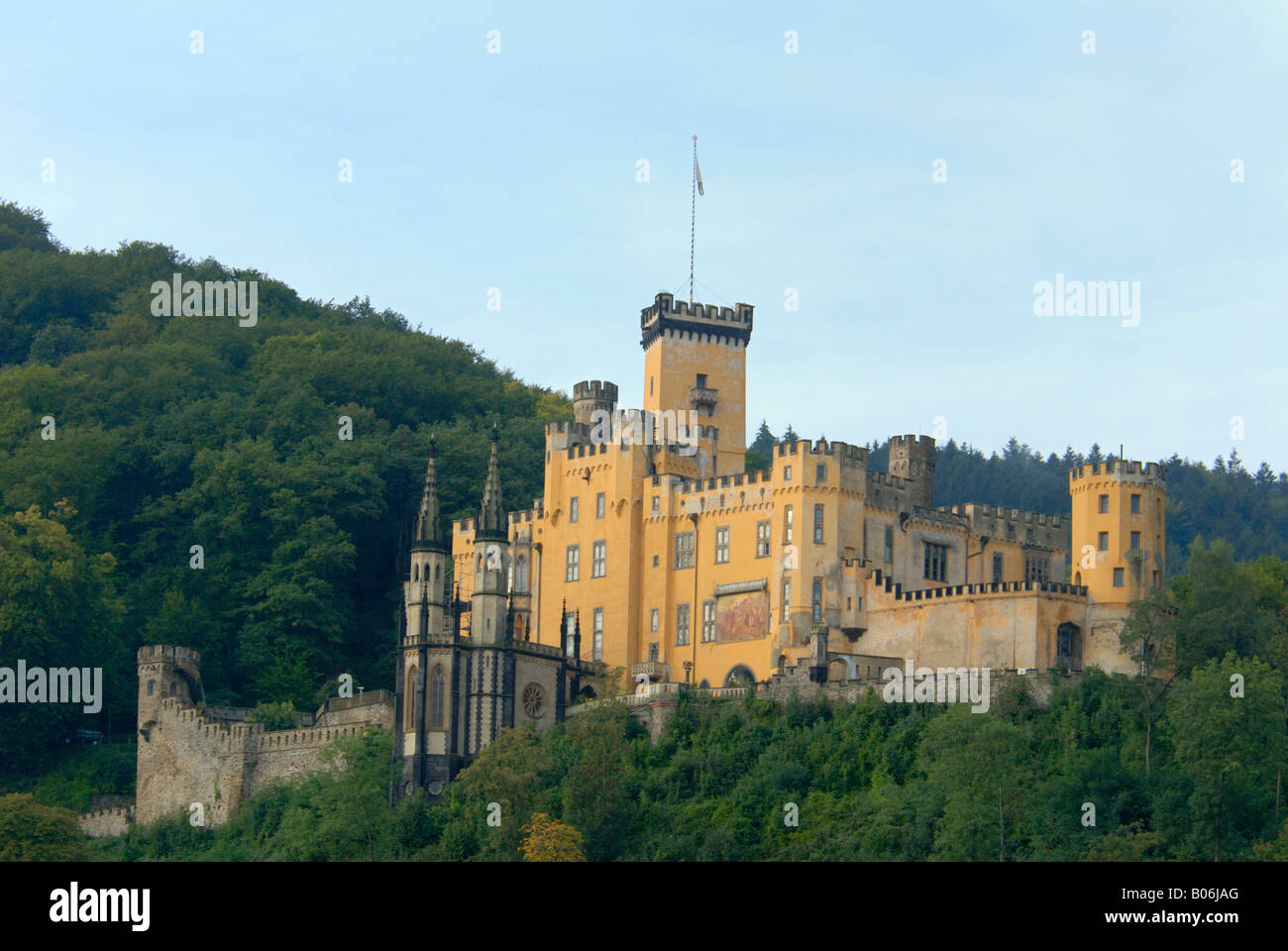 Europe, Germany, near Koblenz, Castle Schloss Stolzenfels above the ...