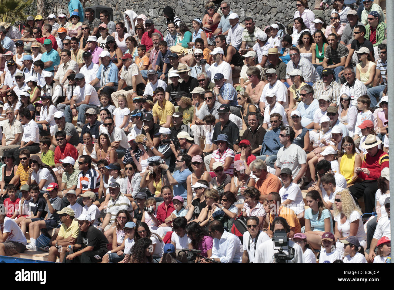 Spectators at a tennis match Abama Tenerife Canary islands Spain Stock ...