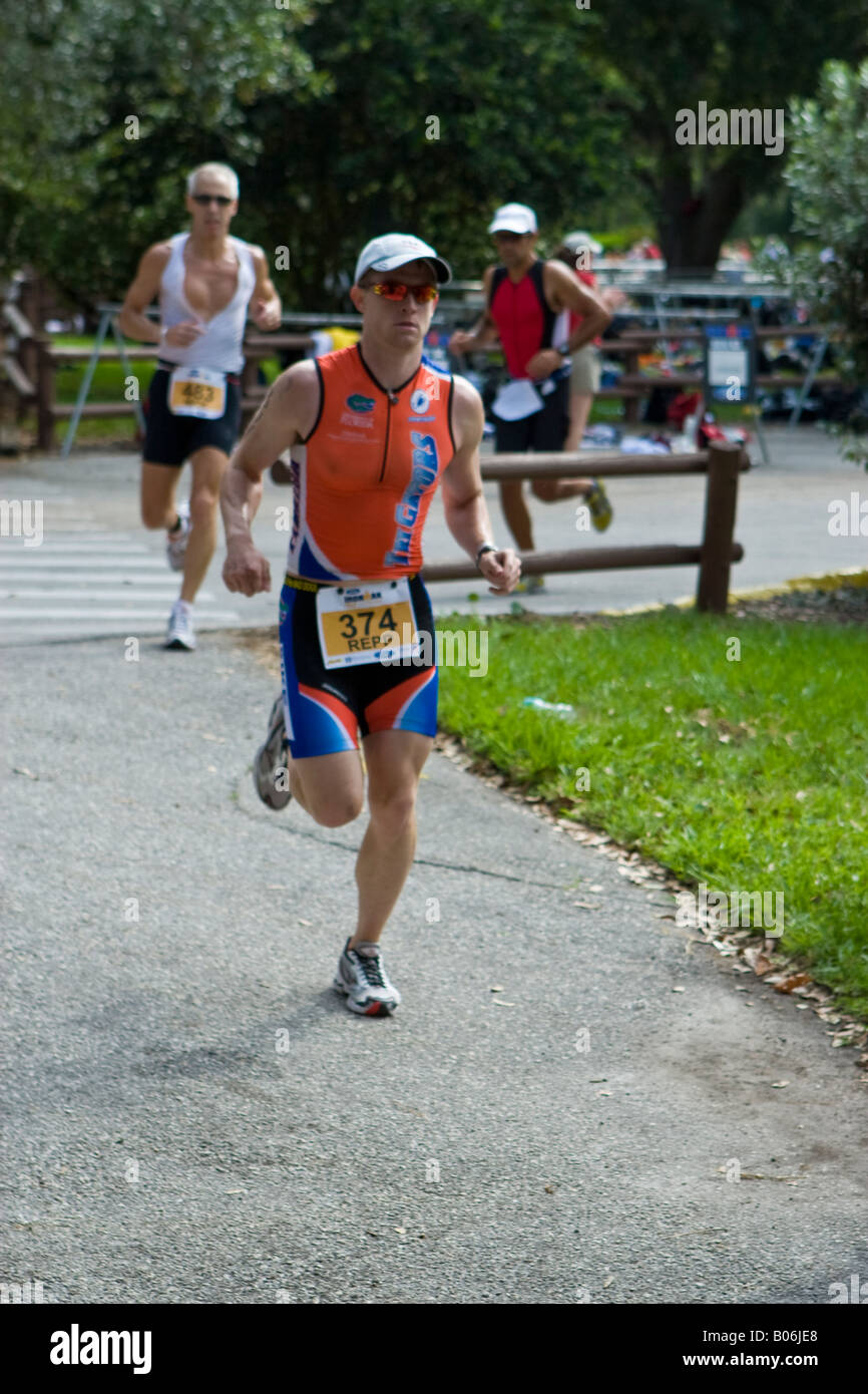 Male Triathlon Runner at the Disney 70.3 Mile Ironman in Orlando ...