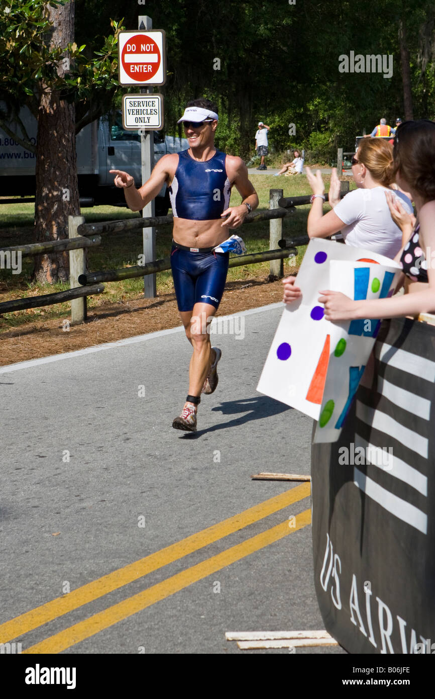Male Triathlon Runner at the Disney 70.3 Mile Ironman in Orlando ...