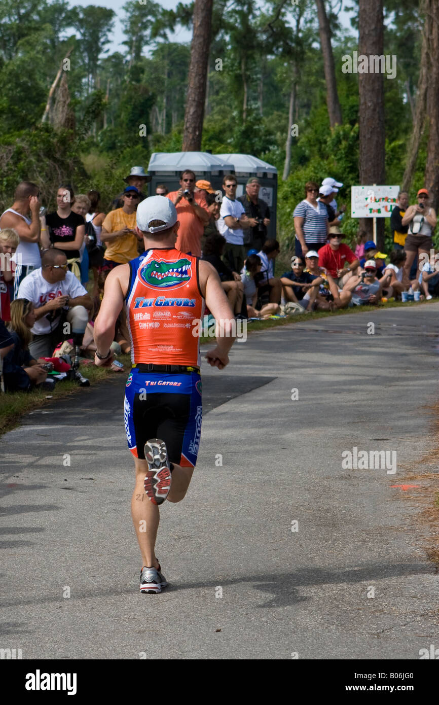 Male Triathlon Runner at the Disney 70.3 Mile Ironman in Orlando ...