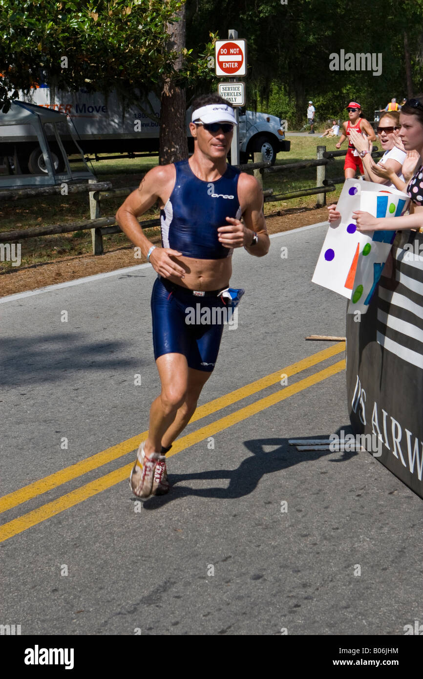 Male Triathlon Runner at the Disney 70.3 Mile Ironman in Orlando ...