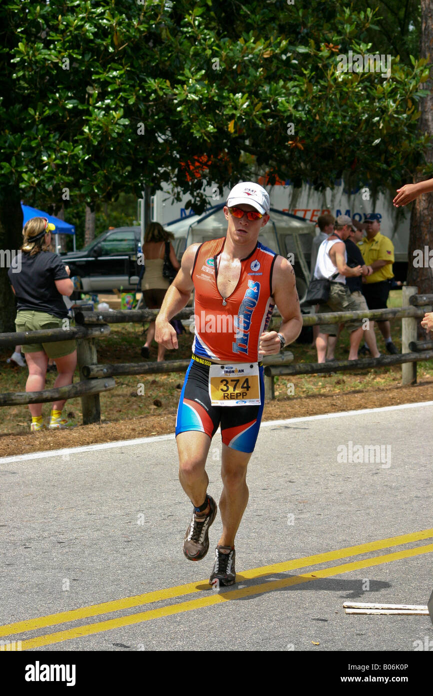 Male Triathlon Runner at the Disney 70.3 Mile Ironman in Orlando ...