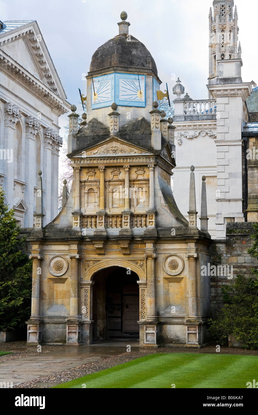 The "Gate of Honour" showing the sundials at Gonville & Caius College ...