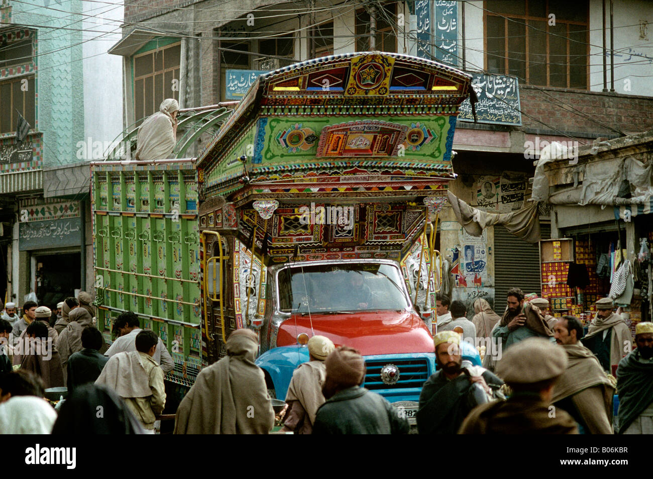 Pakistan Swat Valley Mingora decorated truck passing through crowded ...