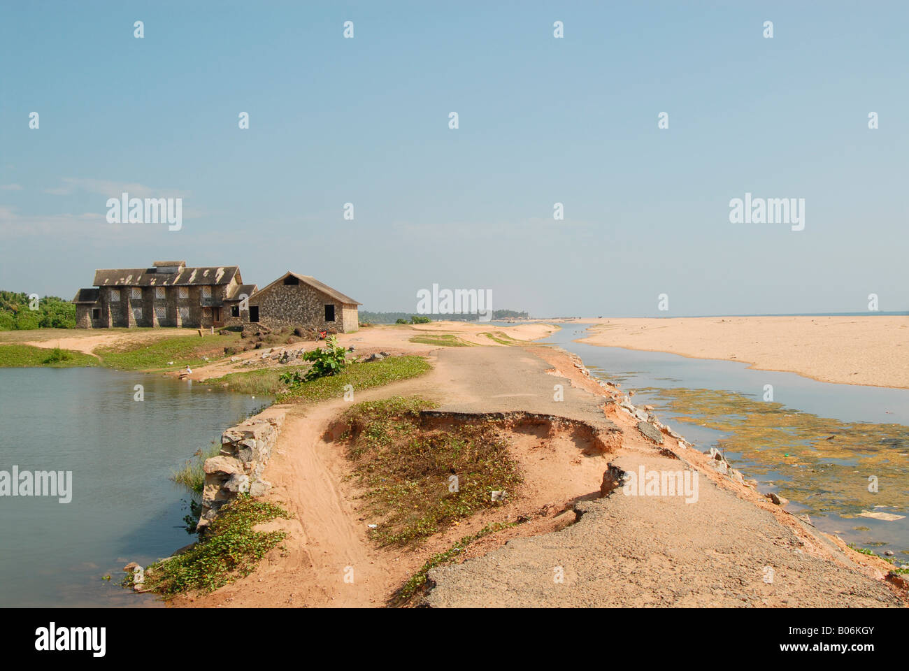 A broken road in a coastal area,kerala,india Stock Photo - Alamy