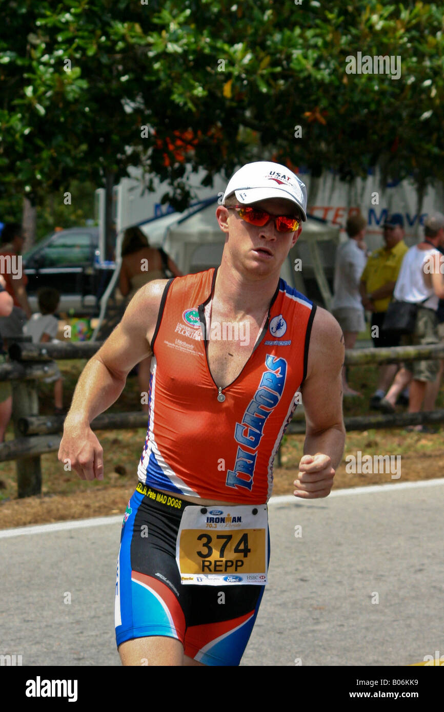Male Triathlon Runner at the Disney 70.3 Mile Ironman in Orlando ...