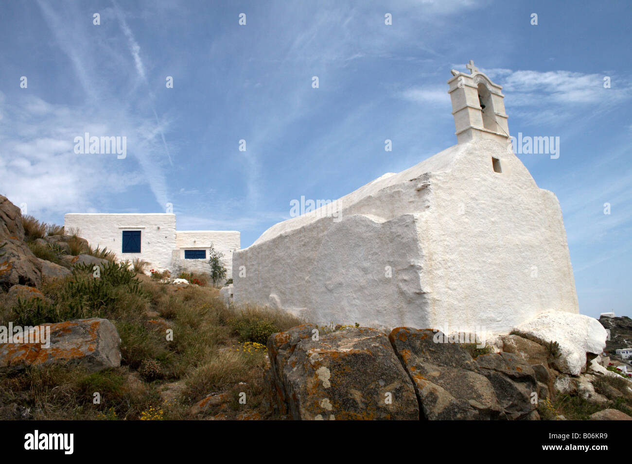 Greek orthodox church in the village of Chora on the island of Ios ...