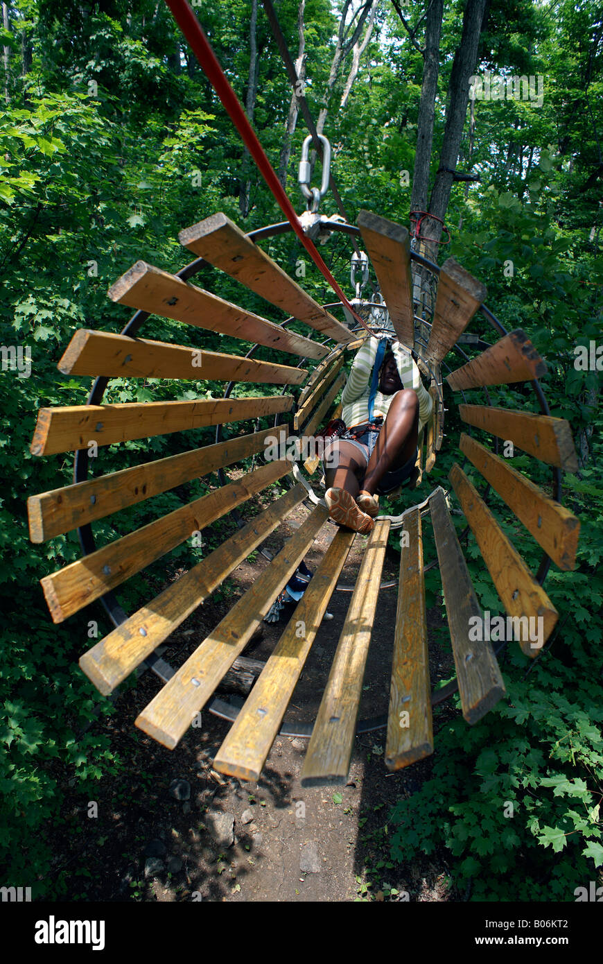 treetop adventures Saint Sauveur Quebec Stock Photo - Alamy