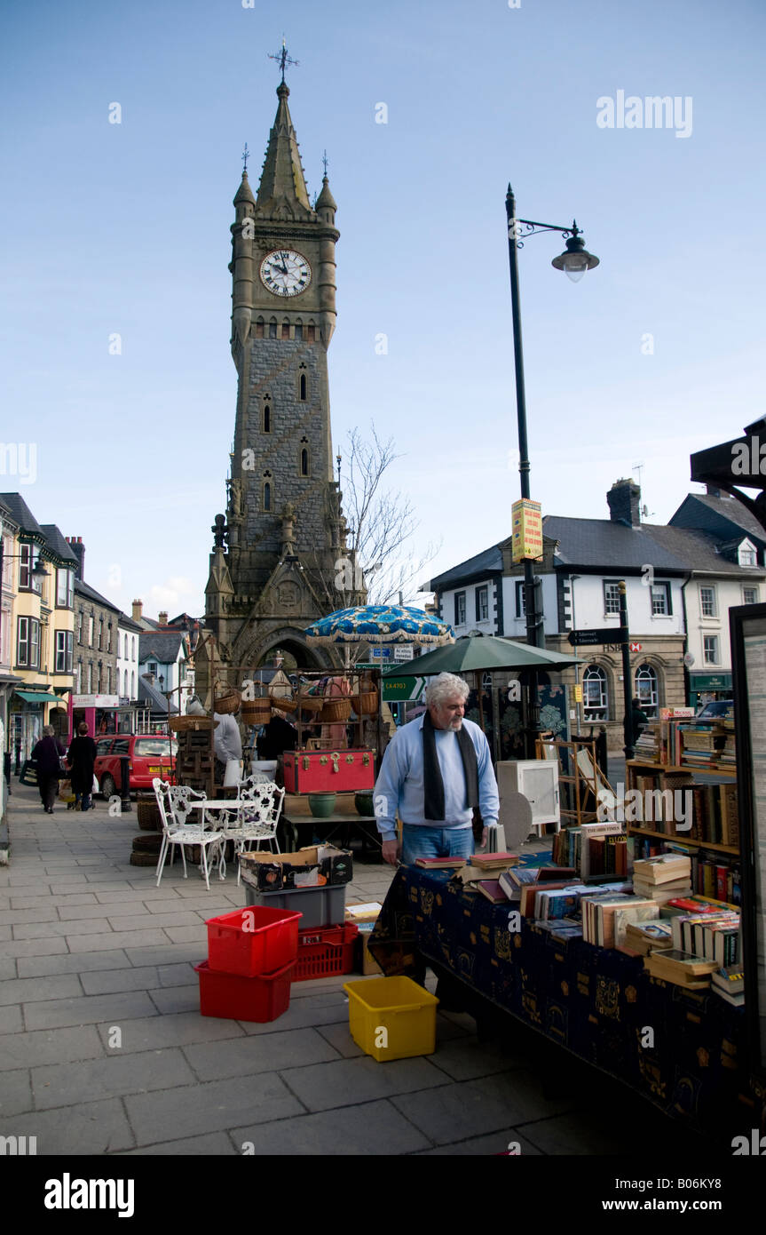 Machynlleth Powys wales UK, person at Street market stall and victorian ...