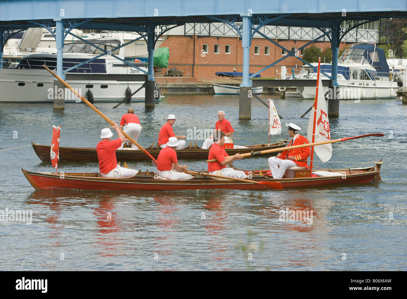 Swan upping on the River Thames at Cookham bridge Stock Photo - Alamy