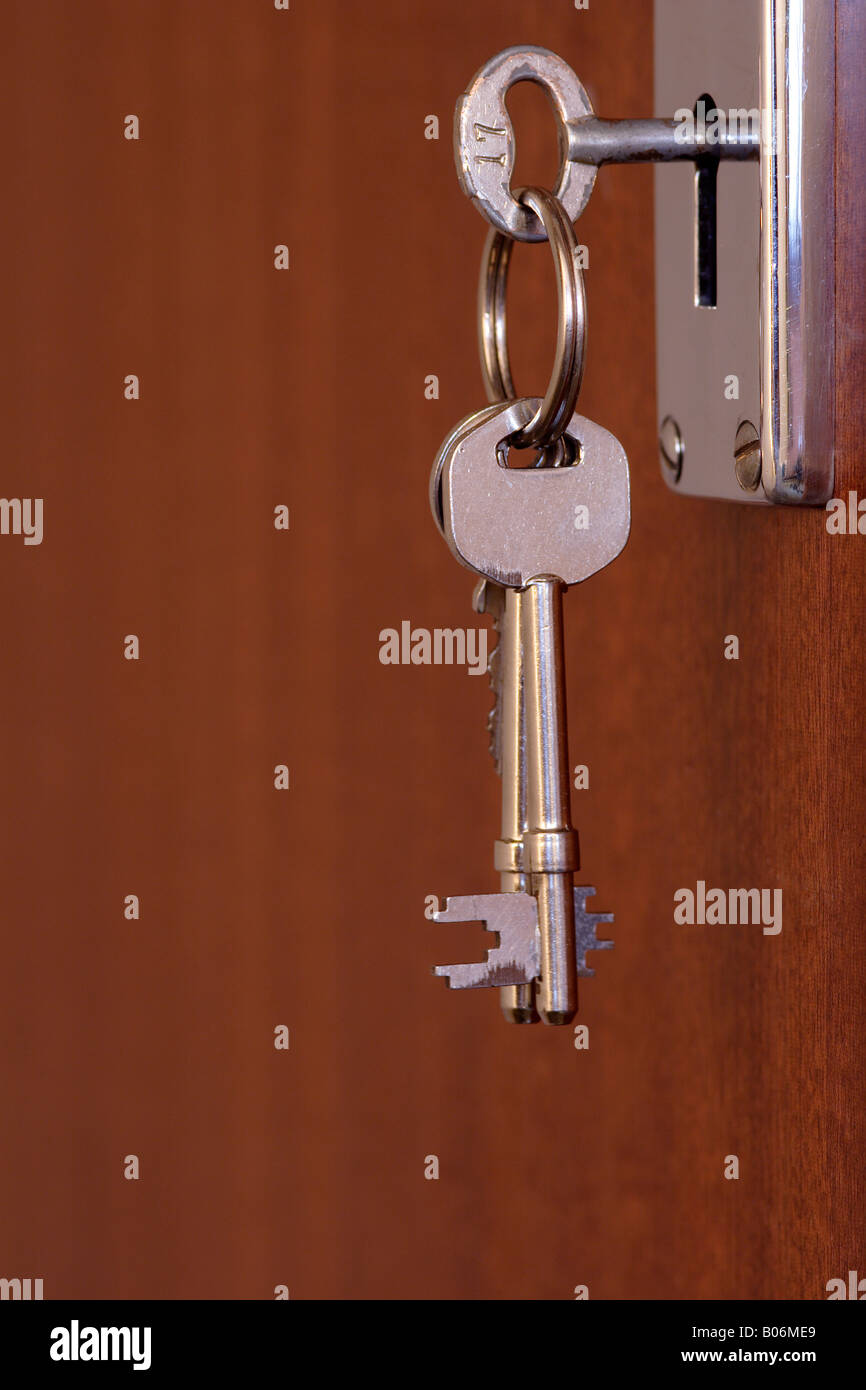 Set of keys in lock Stock Photo - Alamy