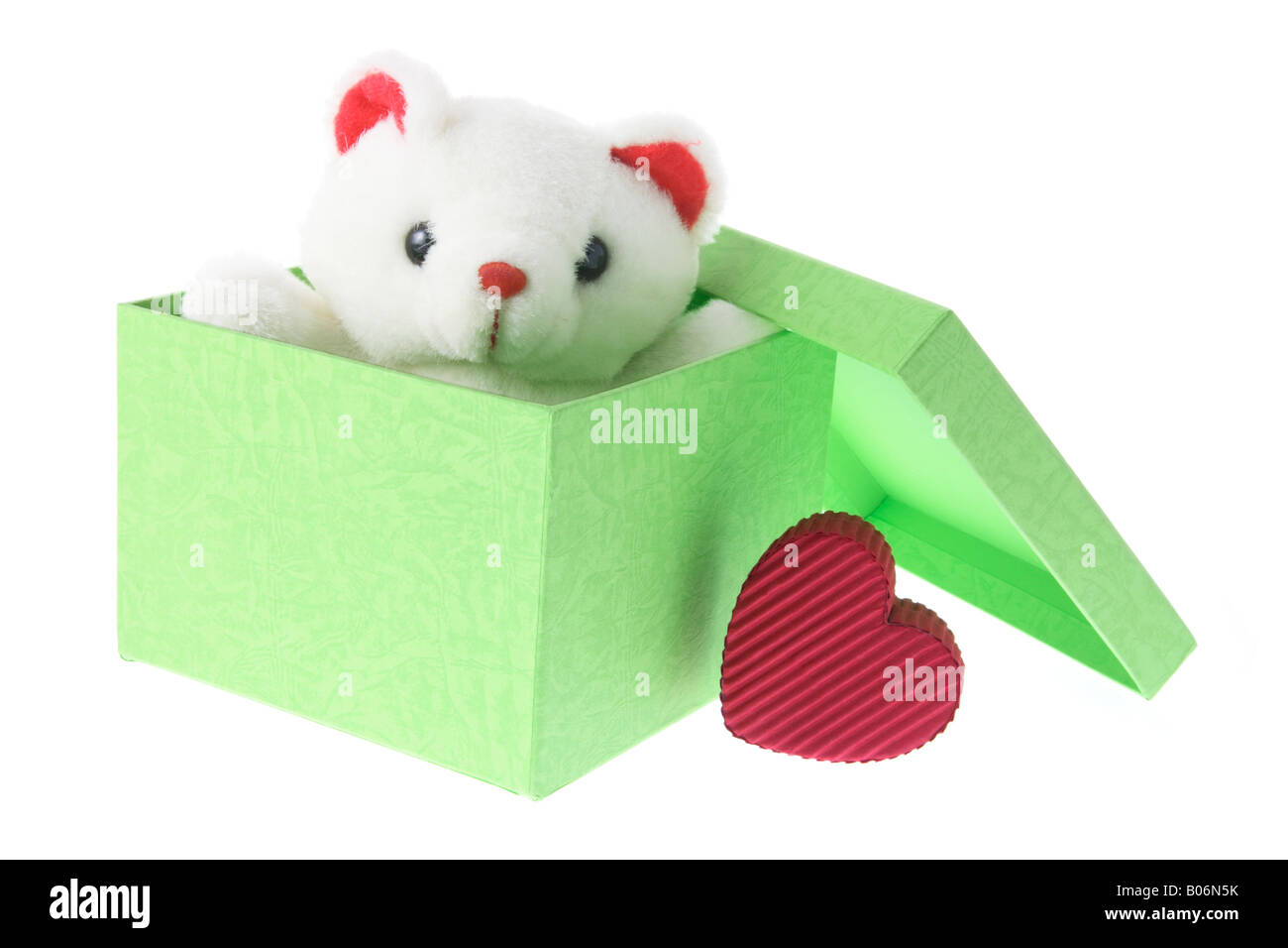 Teddy Bear in Gift Box Stock Photo - Alamy