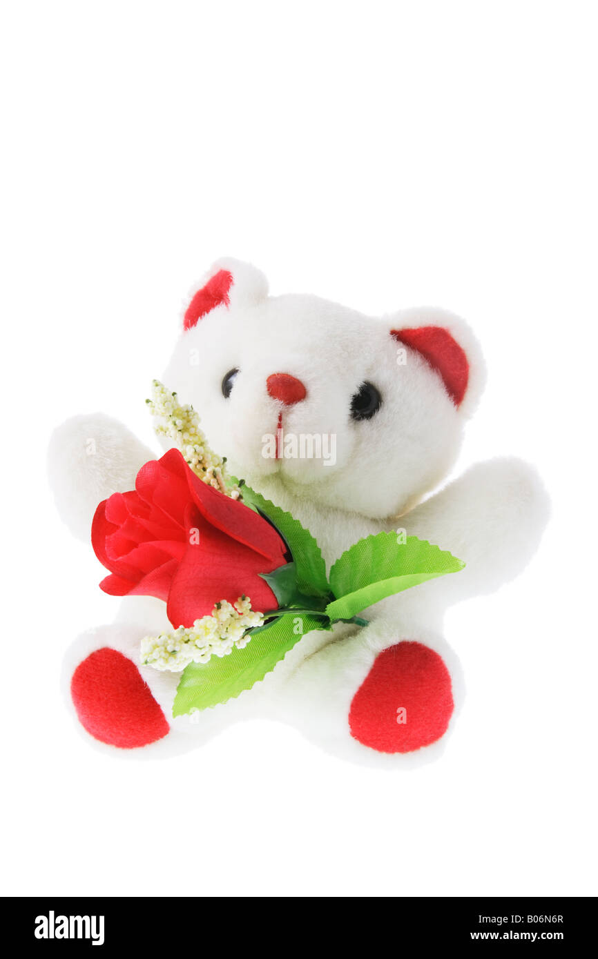 Teddy Bear with Red Rose Stock Photo - Alamy