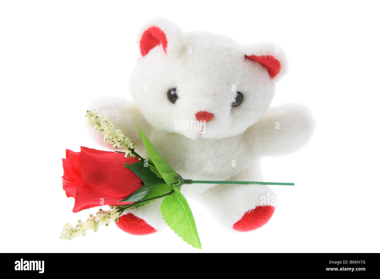 Teddy Bear with Red Rose Stock Photo - Alamy