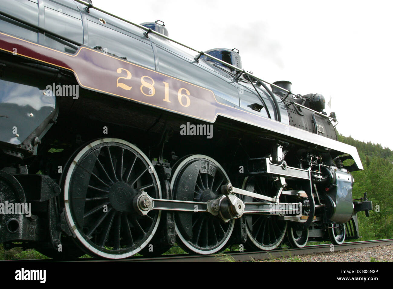 Steam train on a railroad track, Canadian National Railway, Alberta ...