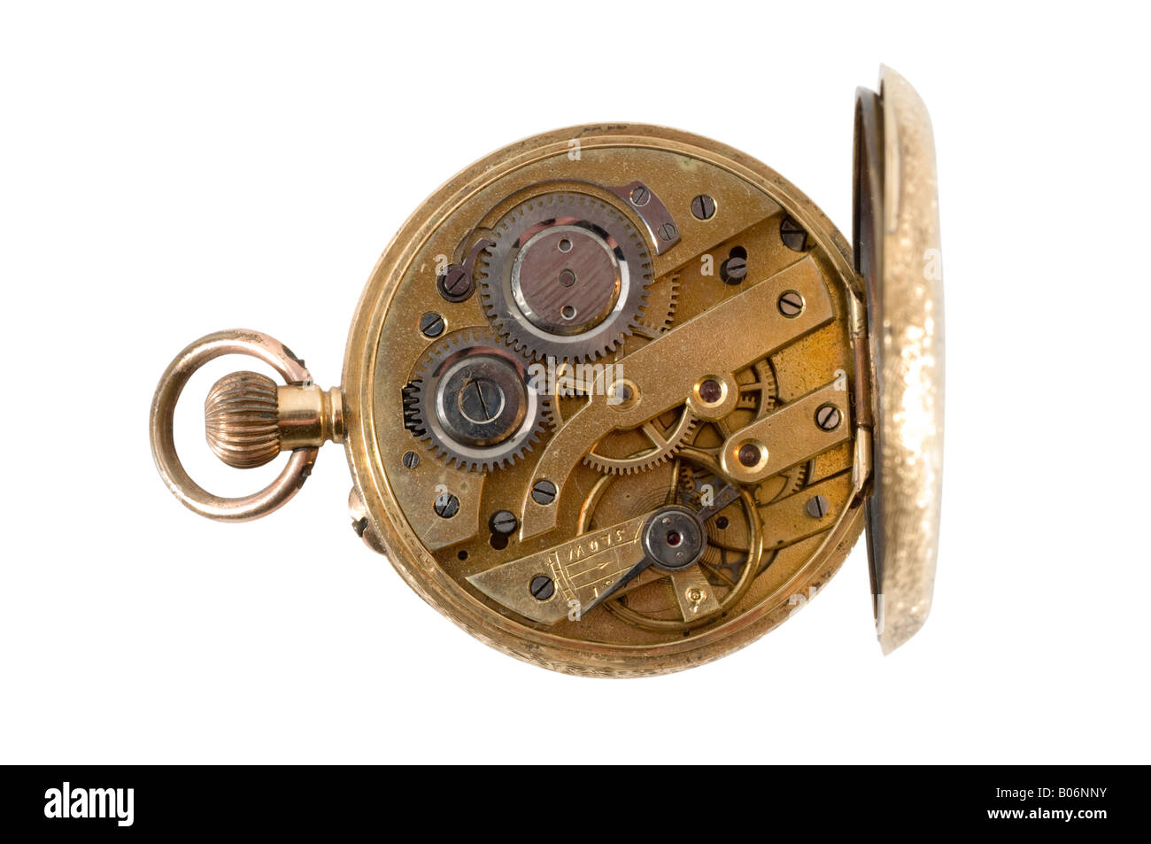 Inner workings of an old Fob watch Stock Photo - Alamy