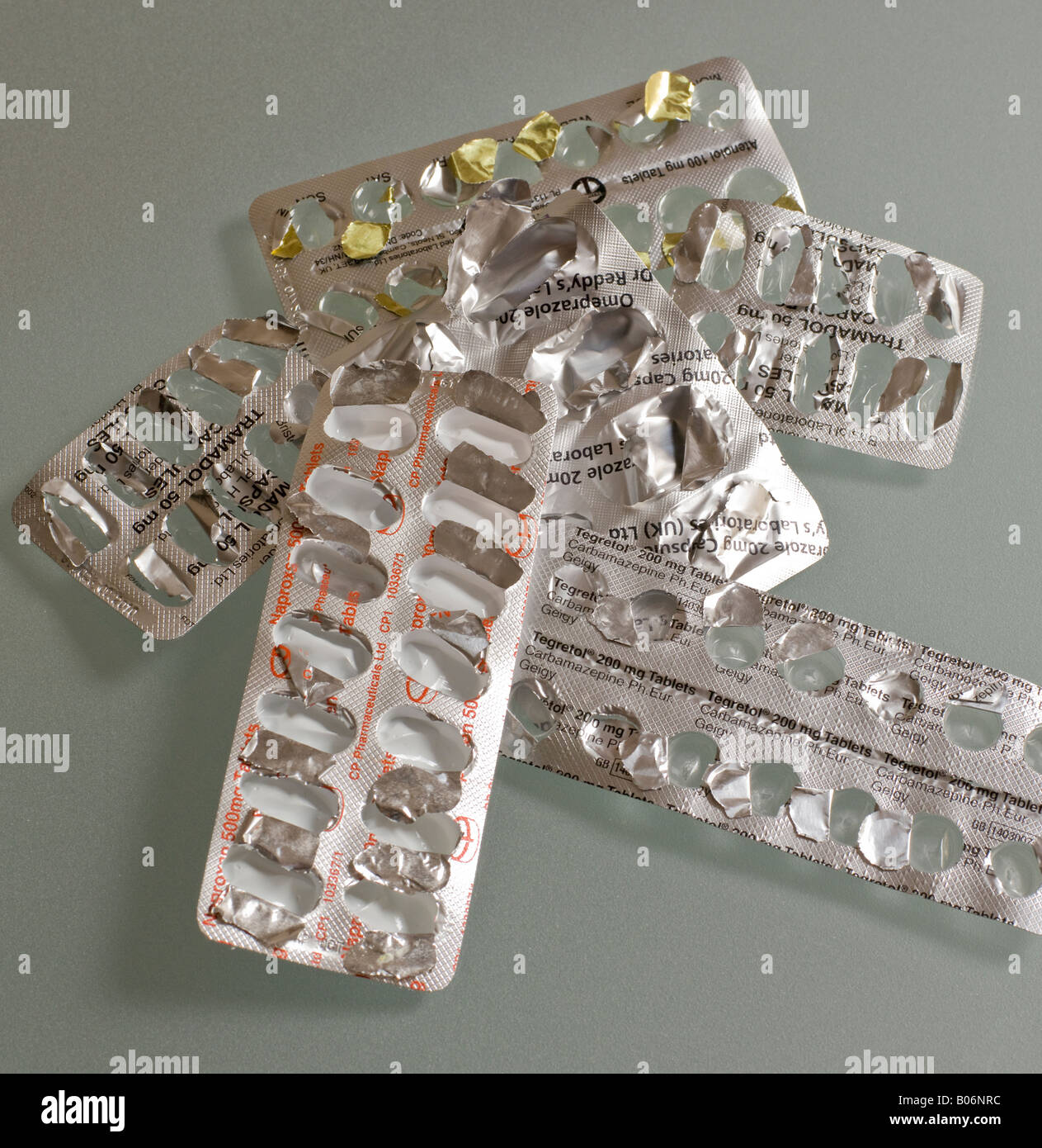EMPTY FOIL MEDICINAL PILL CONTAINERS Stock Photo - Alamy