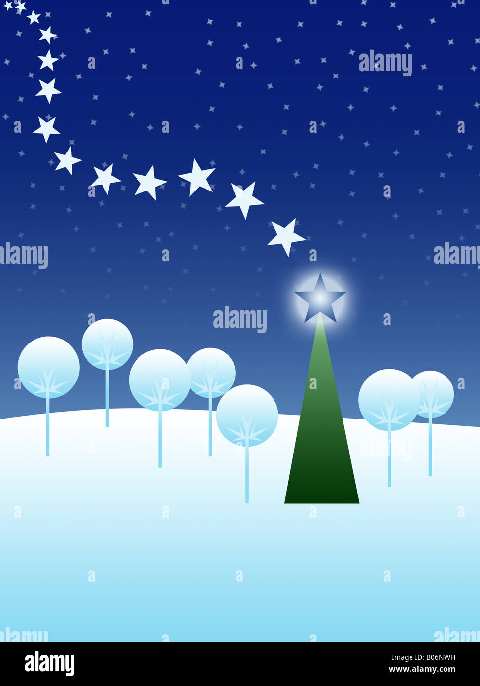 Christmas tree and falling stars Stock Photo - Alamy