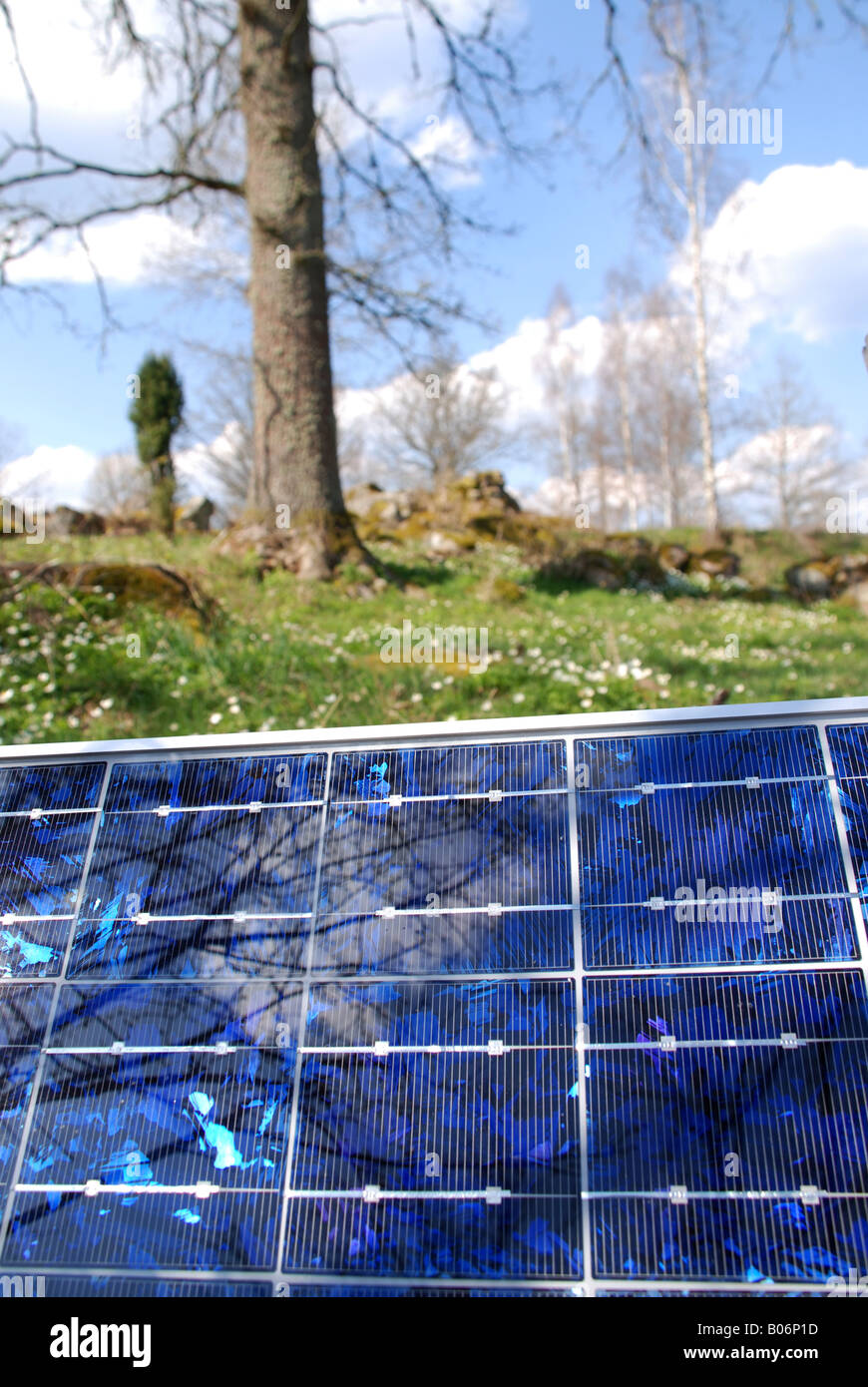 Solar panel in nature Stock Photo - Alamy