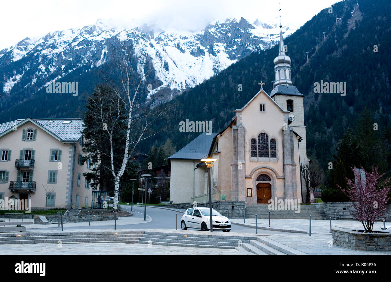 Old Church Chamonix Town France Stock Photo - Alamy