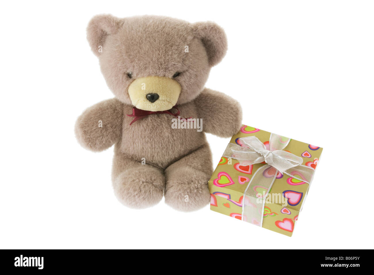 Teddy Bear with Gift Box Stock Photo - Alamy