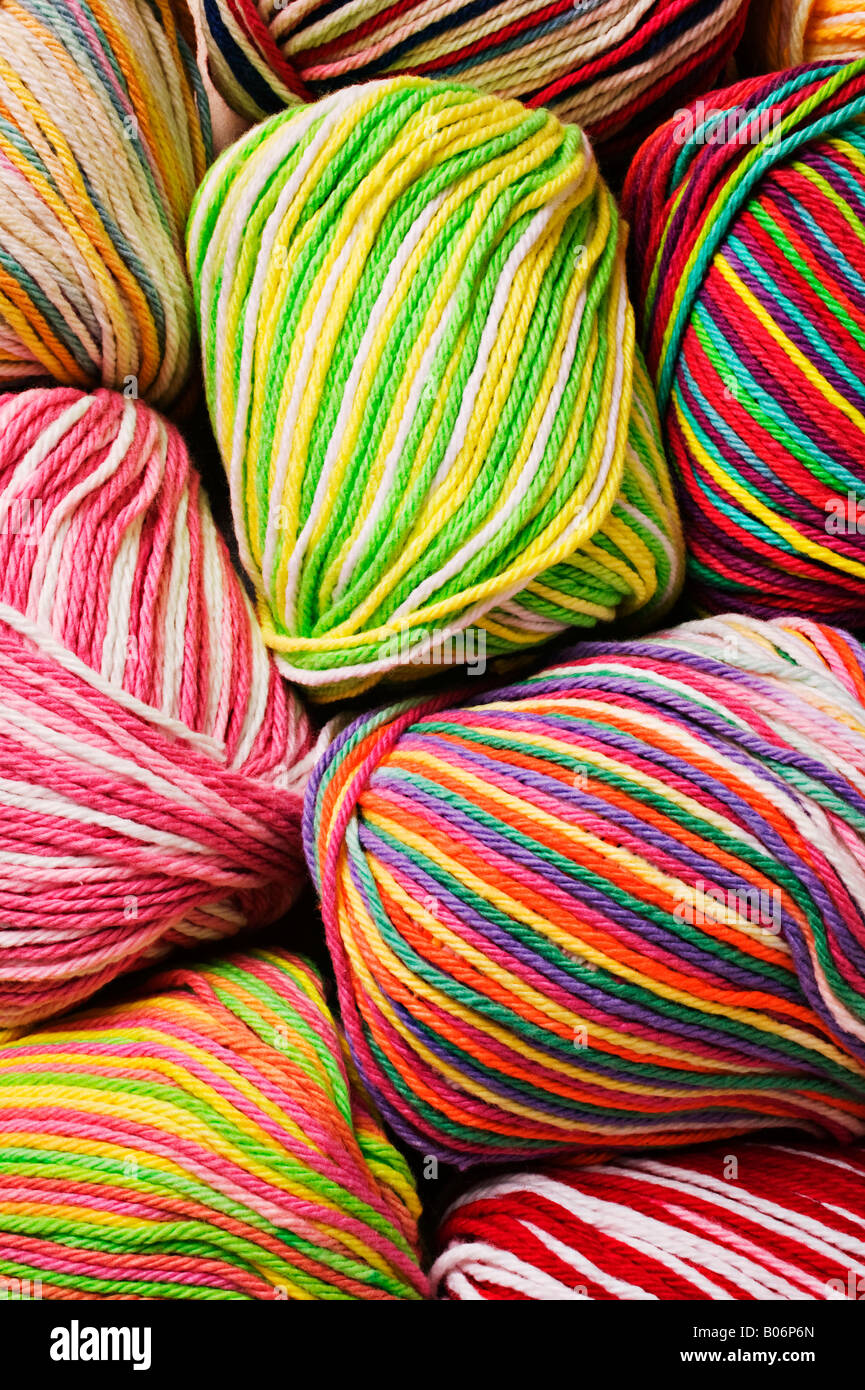 Balls of colorful yarn close up detail Stock Photo - Alamy