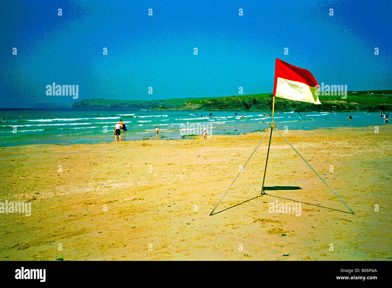 Summer at Harlyn Bay, Cornwall, England (posterized image Stock Photo ...