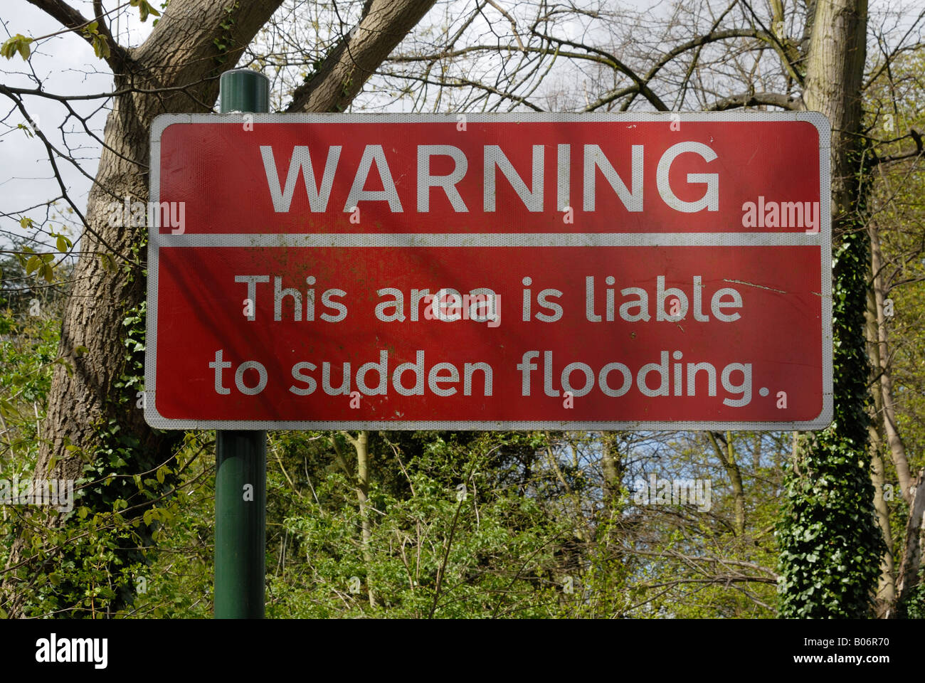 Flood Warning Sign Stock Photo - Alamy