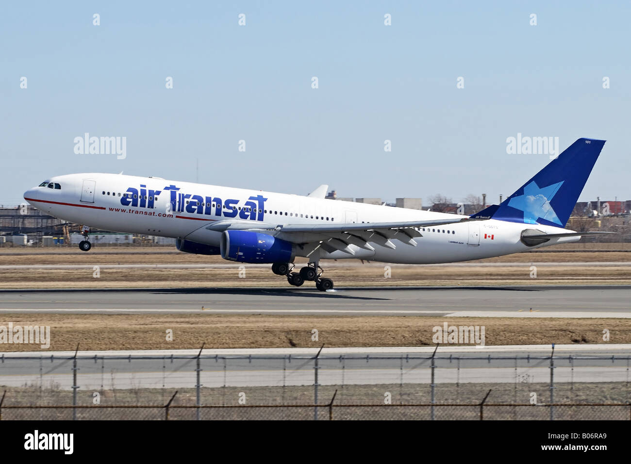 An Air Transat air plane landing Stock Photo - Alamy