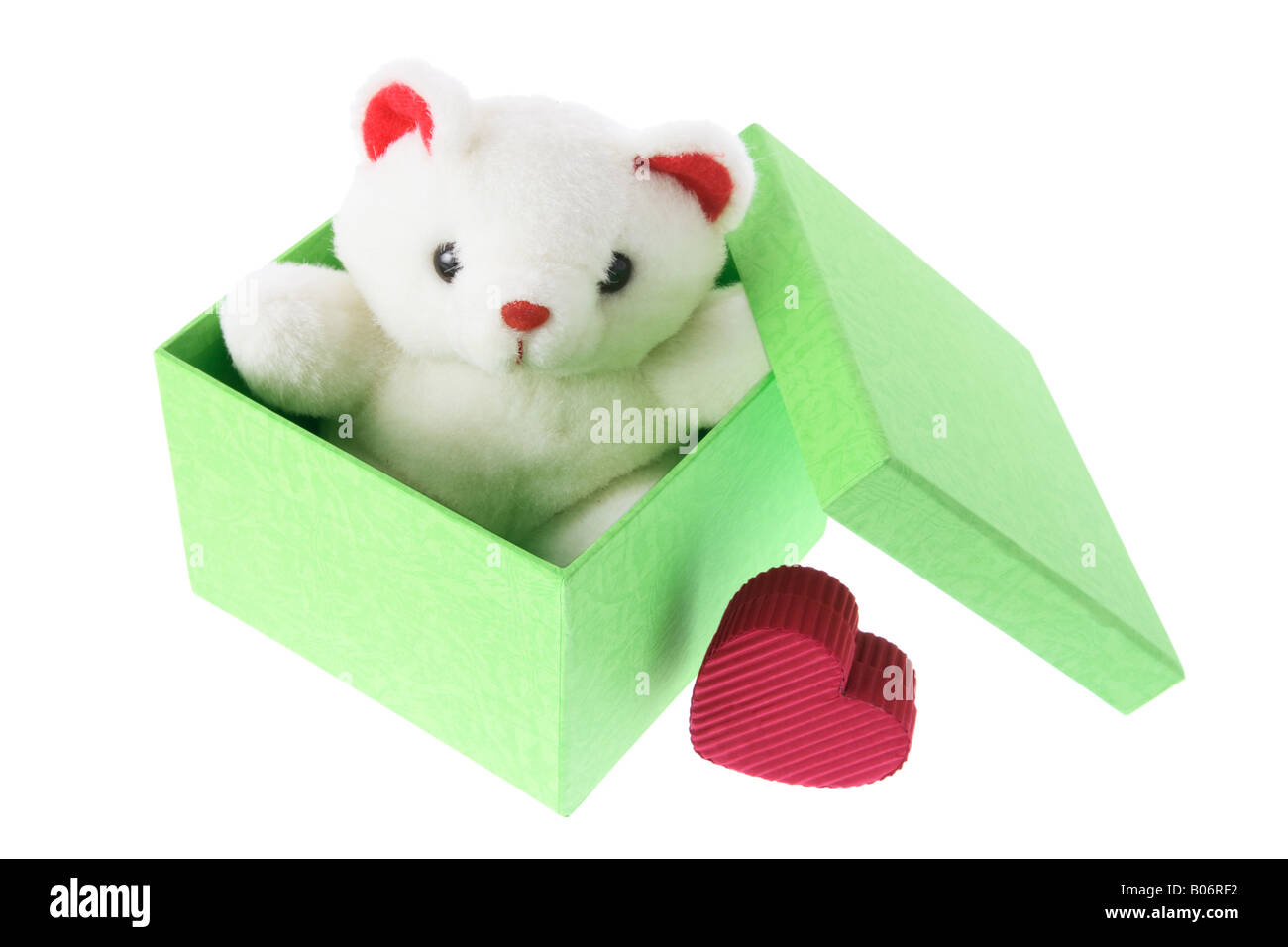 Teddy Bear in Gift Box Stock Photo - Alamy