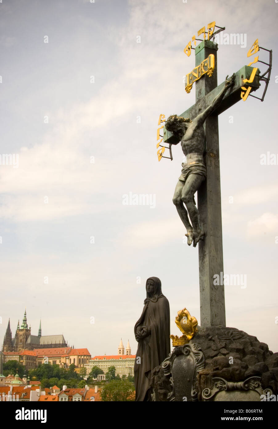 Statuary of the Holy Crucifix and Calvary Charles Bridge Prague Czech ...