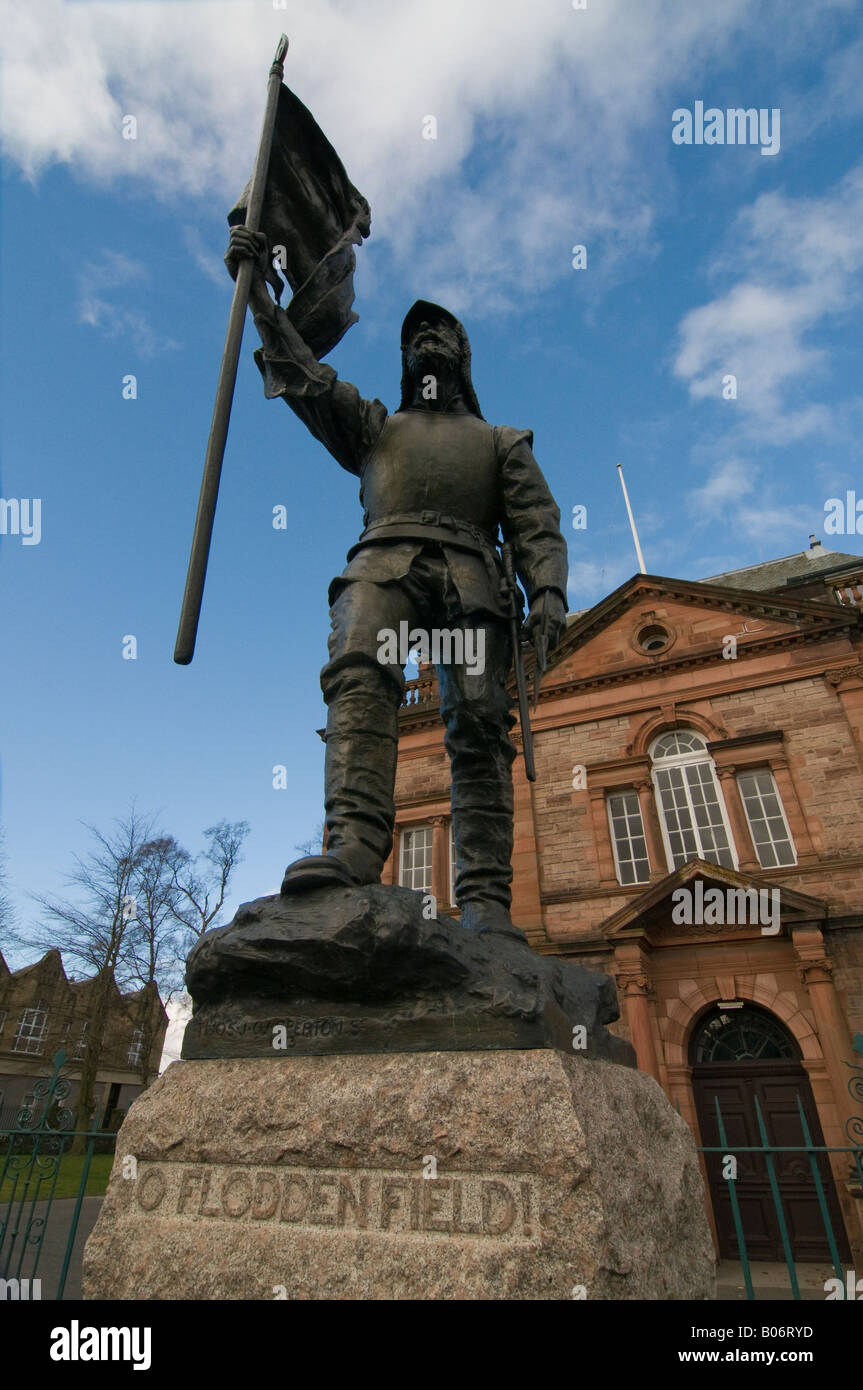 Statue of Fletcher in front of Victoria Hall Selkirk Stock Photo - Alamy