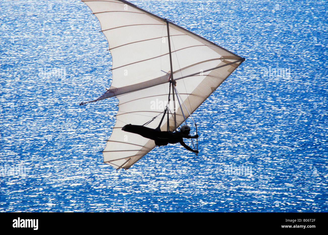 Individual hang gliding over the ocean Stock Photo - Alamy
