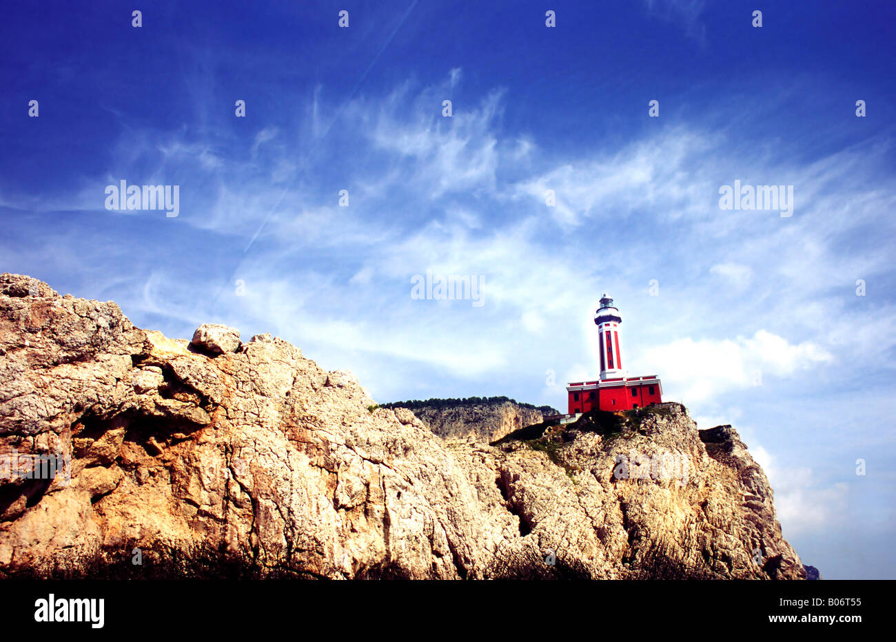 The Punta Carena lighthouse looks out on the Bay of Naples from the ...