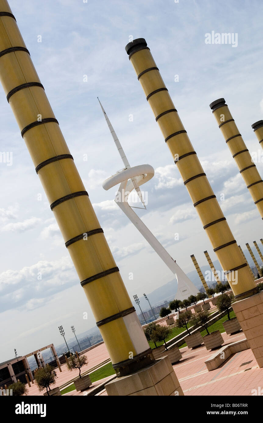 Communications tower at Montjuic Barcelona Catalunya Spain Stock Photo ...