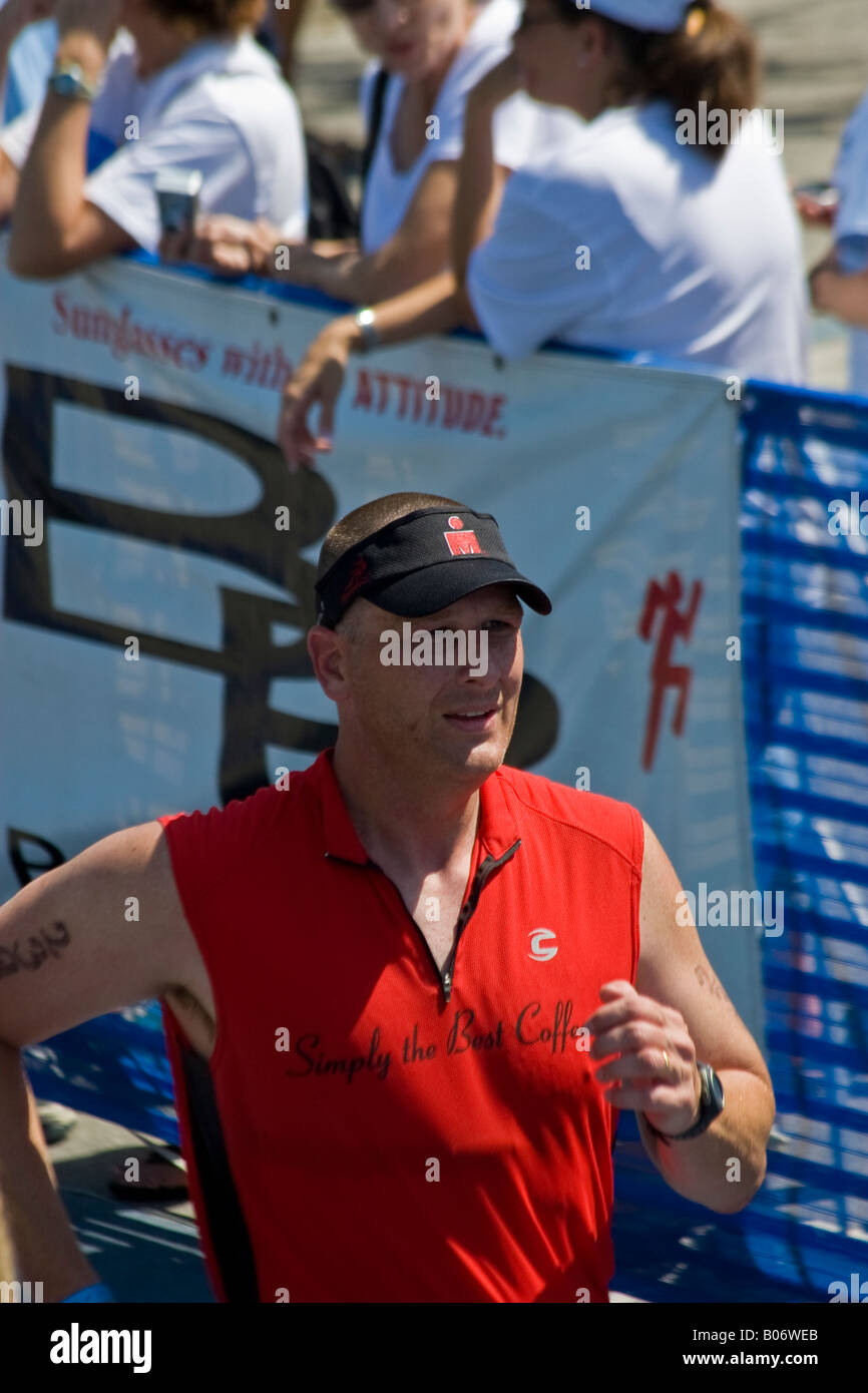 Male Triathlon Runner at the Finish Line at the St Anthony's Triathlon ...