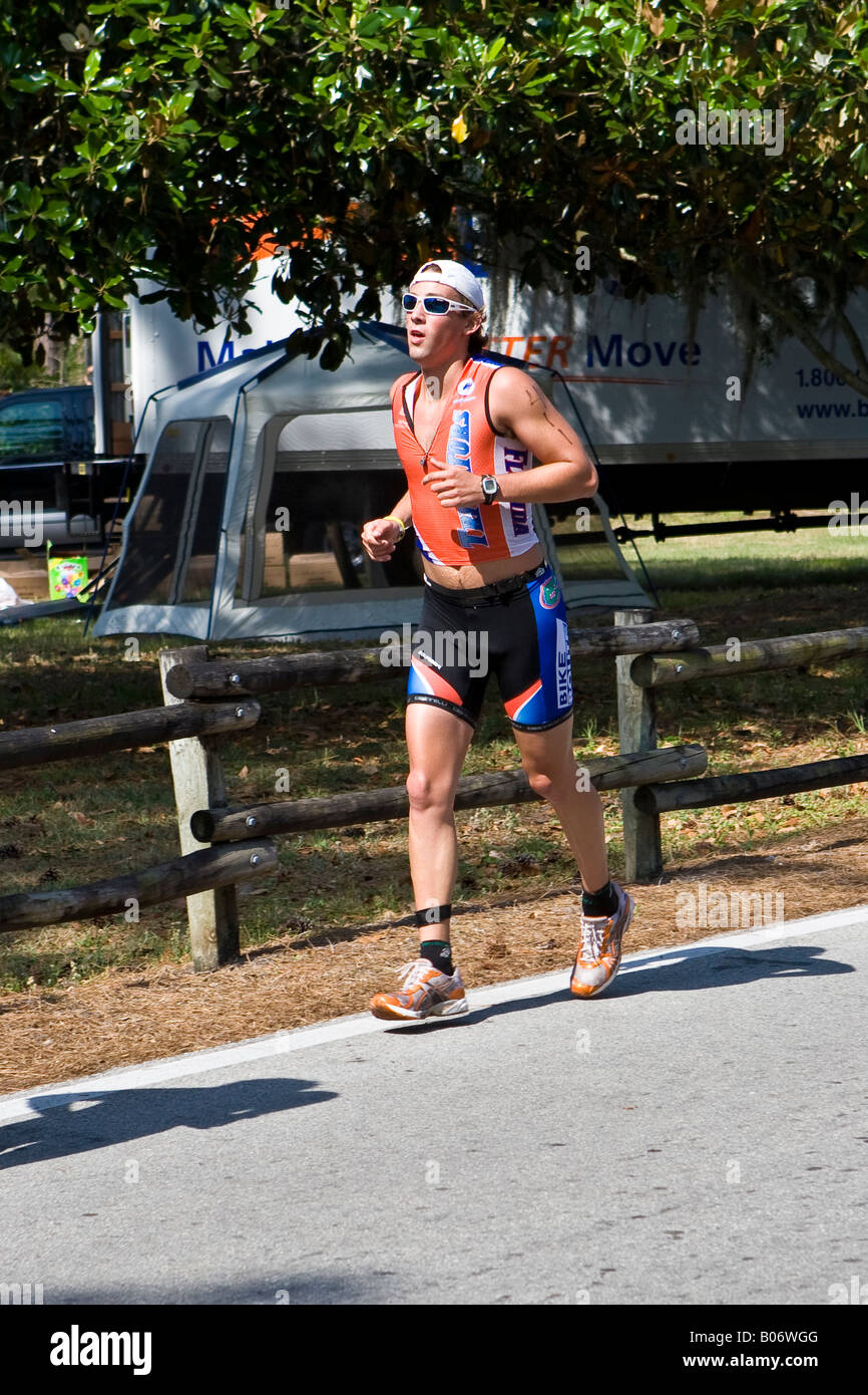 Male Triathlon Runner at the Disney 70.3 Mile Ironman in Orlando ...