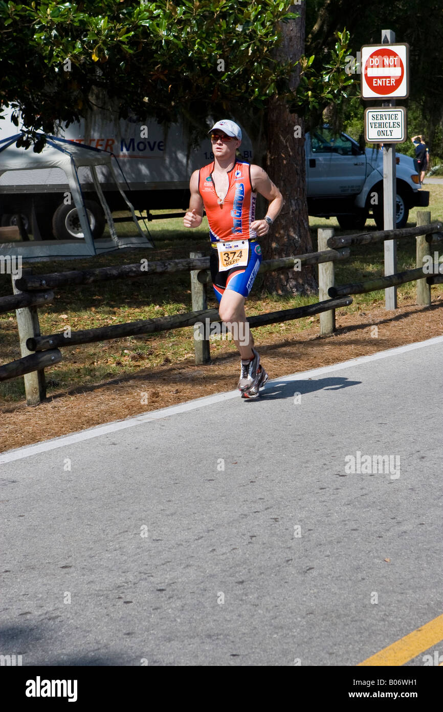 Male Triathlon Runner at the Disney 70.3 Mile Ironman in Orlando ...