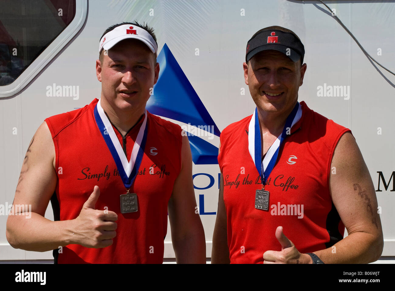Male Triathlon Runners at the Finish Line at the St Anthony's Triathlon ...
