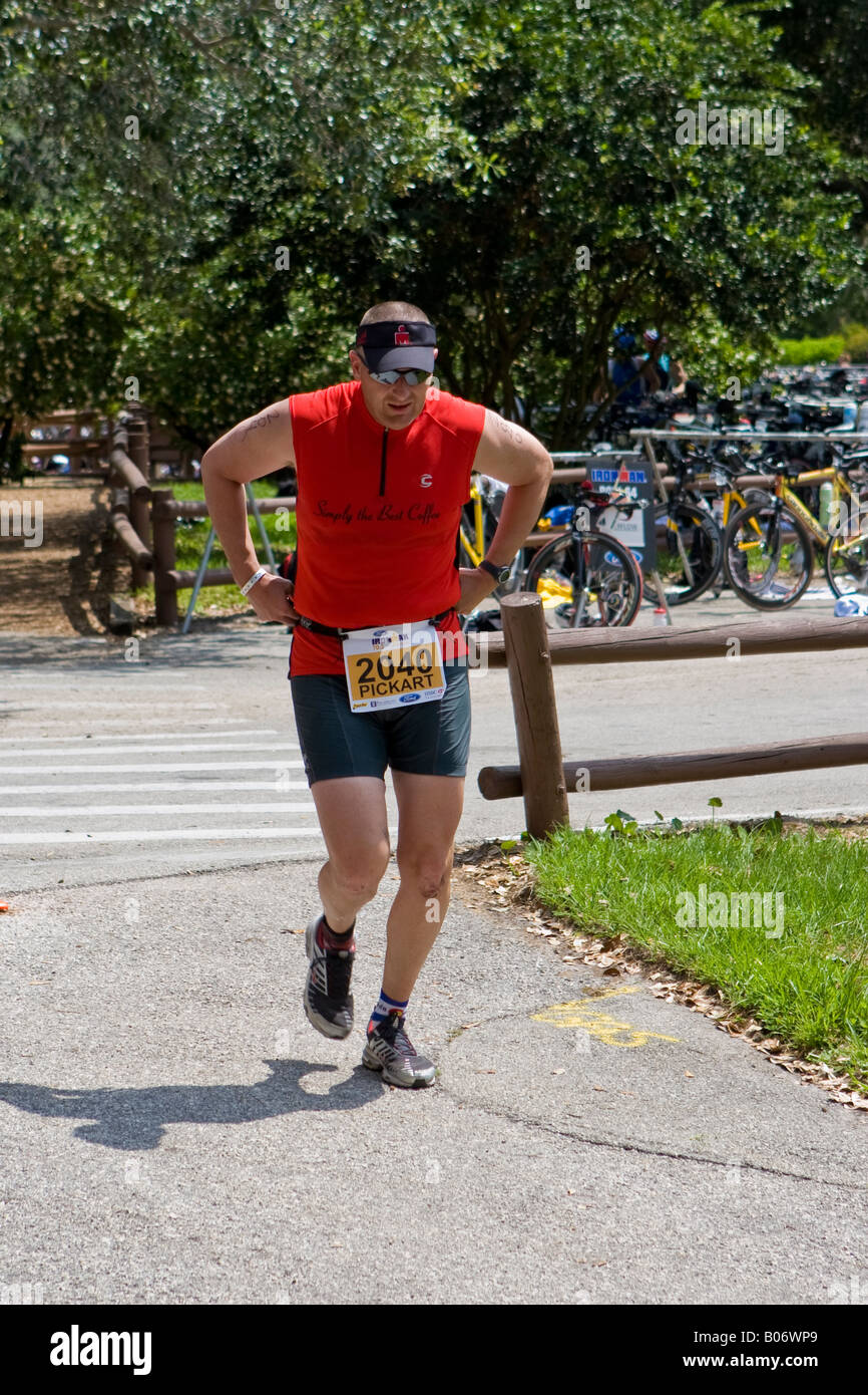 Male Triathlon Runner at the Disney 70.3 Mile Ironman in Orlando ...